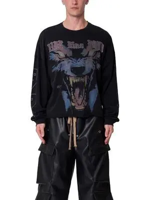 Mnml 994 Wolf Oversize Cotton Graphic T-shirt - Black