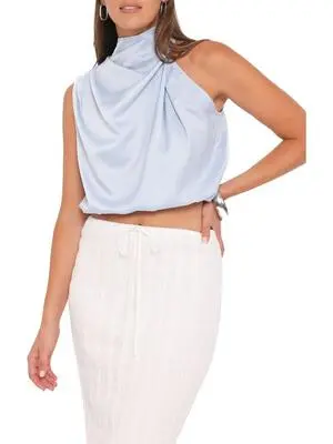 PETAL & PUP Cinzia One-shoulder Crop Top - Blue