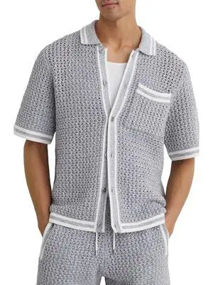 REISS Meadows Button Front Shirt - Soft Blue