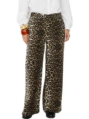 MASAI COPENHAGEN Leopard Print Wide-leg Jeans - Otter
