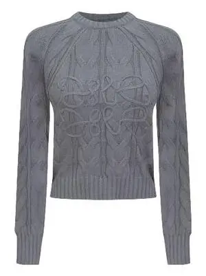ASPECT Cable Knit Sweater With Artwork - Medium Grey