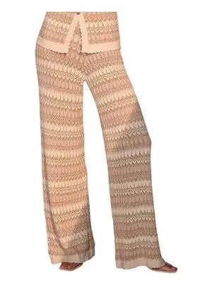 Mint Velvet Striped Knit Wide-leg Trousers - Neutral