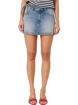 Abrand Denim A-line Denim Miniskirt With Side Tie Detail - Tamara