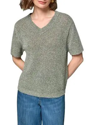 Donna Karan New York Cotton Blend V-neck Sweater - Verde Multi