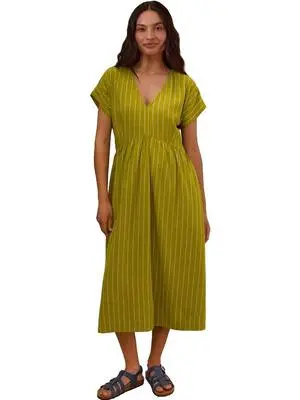 CELTIC & CO. V-neck Striped Midi Dress - Willow Stripe