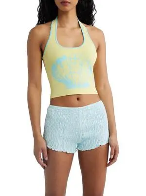 KULANI KINIS Shell Graphic Knit Halter Tank Top - Sunshell