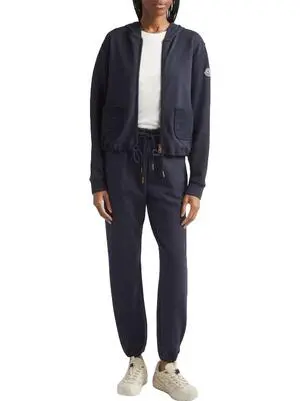 Moncler Mixed Media Zip Hoodie - Blue