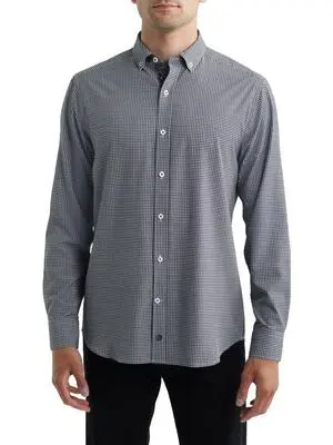 Johnston & Murphy Xc+™ Performance Game Day Gingham Button-up Shirt - Black