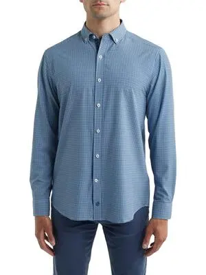 Johnston & Murphy Xc+™ Performance Game Day Gingham Button-up Shirt - Navy