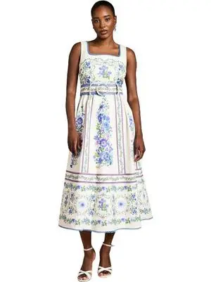 Coast Floral Print Cotton Square Neck Midi Dress - Ivory