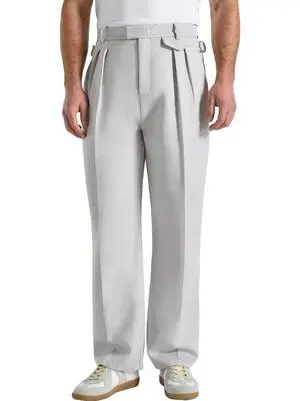 Manière De Voir Maniere De Voir Pierre Relaxed Fit Textured Pleated Tailored Trousers - Light Grey