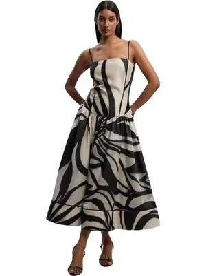 Karen Millen Abstract Jacquard Maxi Dress - Mono
