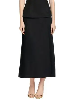 WAYF WAYF Hannah Lovey Porter Capri Linen Blend Midi Skirt Black