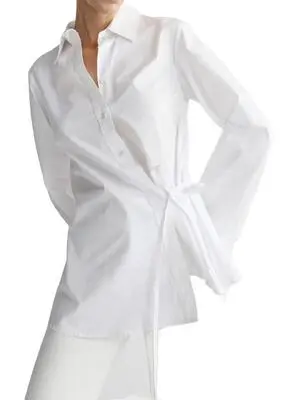 DL1961 Agnes Side Tie Cotton Button-up Shirt - Cloud