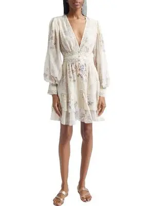 Camilla Printed Silk Frill Dress With Balloon Sleeves - Laced With Love