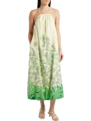 CIEBON Dani Floral Print Midi Dress - Cream Multi
