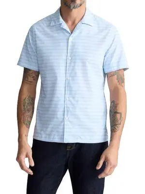UNTUCKIT Haverman Stripe Performance Camp Shirt - Blue