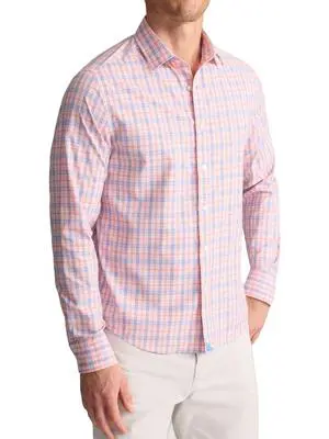 UNTUCKIT Plaid Performance Button-up Shirt Peach