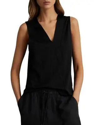 REISS Mira Sleeveless Wool & Cashmere Top - Black