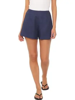 PETAL & PUP High Waisted Linen Blend Shorts - Navy
