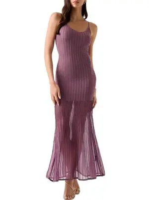 Guess Meena Rib Knit Sheer Maxi Dress - F45y-open