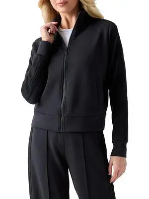 Guess Lyra High Neck Zip-up Jacket - Black