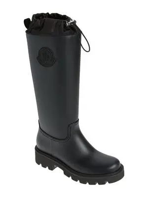 Moncler Knee-high Waterproof Rain Boots With Lug Sole - Black