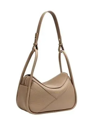 MI BOLSA LONDON Mi Bolsa London Carnaby Togo Leather Shoulder Bag Grey