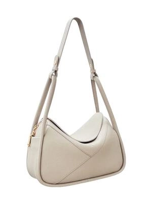 MI BOLSA LONDON Carnaby Genuine Pebble Leather Shoulder Bag - White