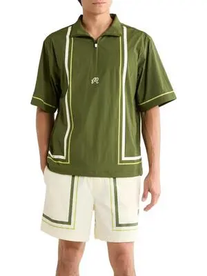 MALBON Playa Short Sleeve Half Zip Popover Windshirt - Chive