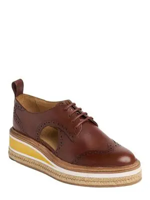 THE OFFICE OF US Ms. Sherman Leather Derby With Platform Sole - Walnut