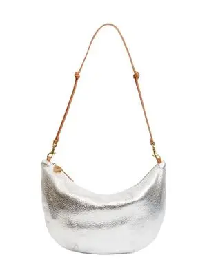Clare V. Lune Metallic Leather Shoulder Bag - Silver
