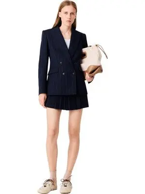 Maje Double-breasted Suit Jacket - Navy