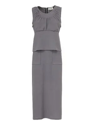 JULIA ALLERT Sleeveless Crinkled Top And Maxi Skirt Set - Grey