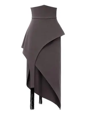JULIA ALLERT Asymmetric Draped Fringe Skirt - Grey