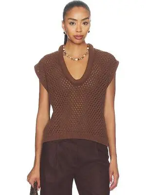 PISTOLA Beck Open Knit Cropped Sweater - Java