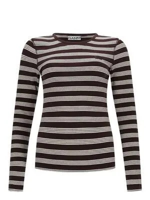 GANNI Striped Long Sleeve Top - Multicolor