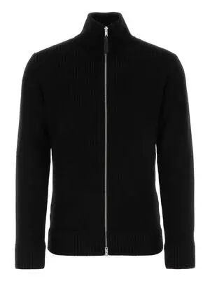 MAISON MARGIELA Cotton Blend Zip-up Cardigan - Black