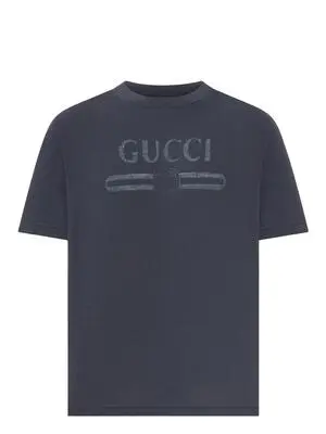 Gucci Gucci Men Cotton Jersey T-Shirt With Devoré Detail Multicolor