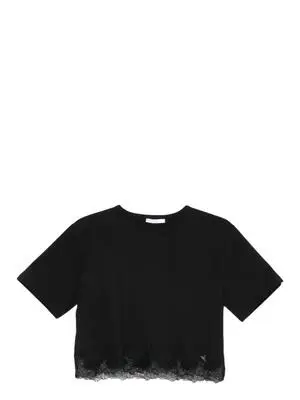 Patrizia Pepe Cropped Lace T-shirt - Black