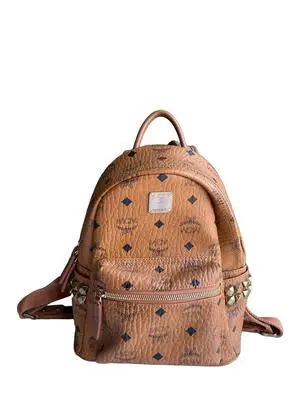 Mcm Leather Studded Monogrammed Backpack - Multicolor