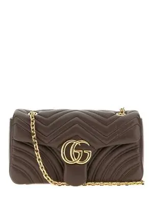Gucci Medium Gg Marmont Shoulder Bag In Nappa Leather - Brown