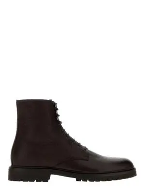 Brunello Cucinelli Chocolate Leather Lace-up Ankle Boots - Brown