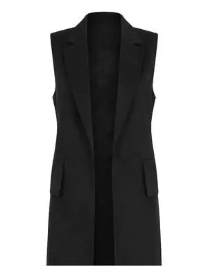 Frank Lyman Notched Lapel Sleeveless Jacket - Black