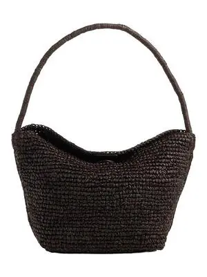 Madewell The Signature Woven Raffia Shoulder Bag - Dark Carob