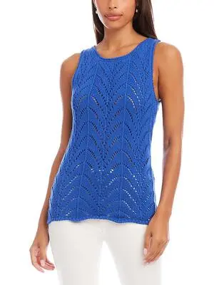 Karen Kane Crochet Sweater Tank Top - Blu