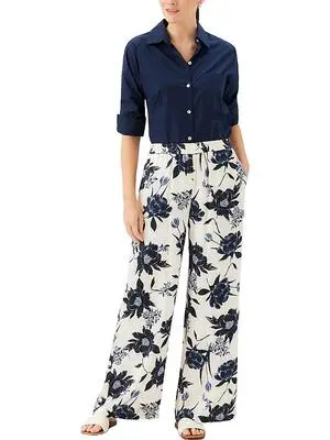 Karen Kane Floral Satin Wide Leg Pants - Print