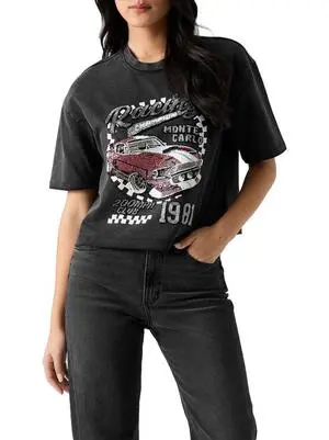 Guess Embellished Race Car T-shirt - Black Open