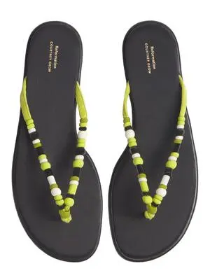 REFORMATION Reformation Geffen Flat Thong Sandal With Bead Detailing Green