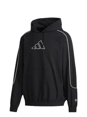 Adidas Embroidered Logo Hooded Pullover - Black